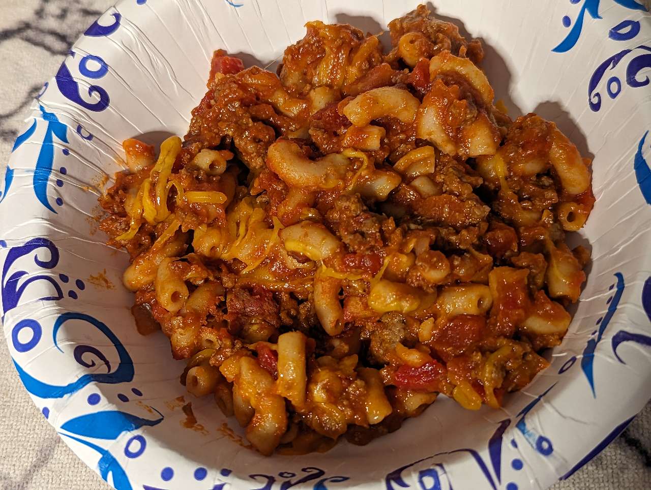 Goulash. Tomato sauce, diced tomatoes, ground beef, onion, soy sauce ...