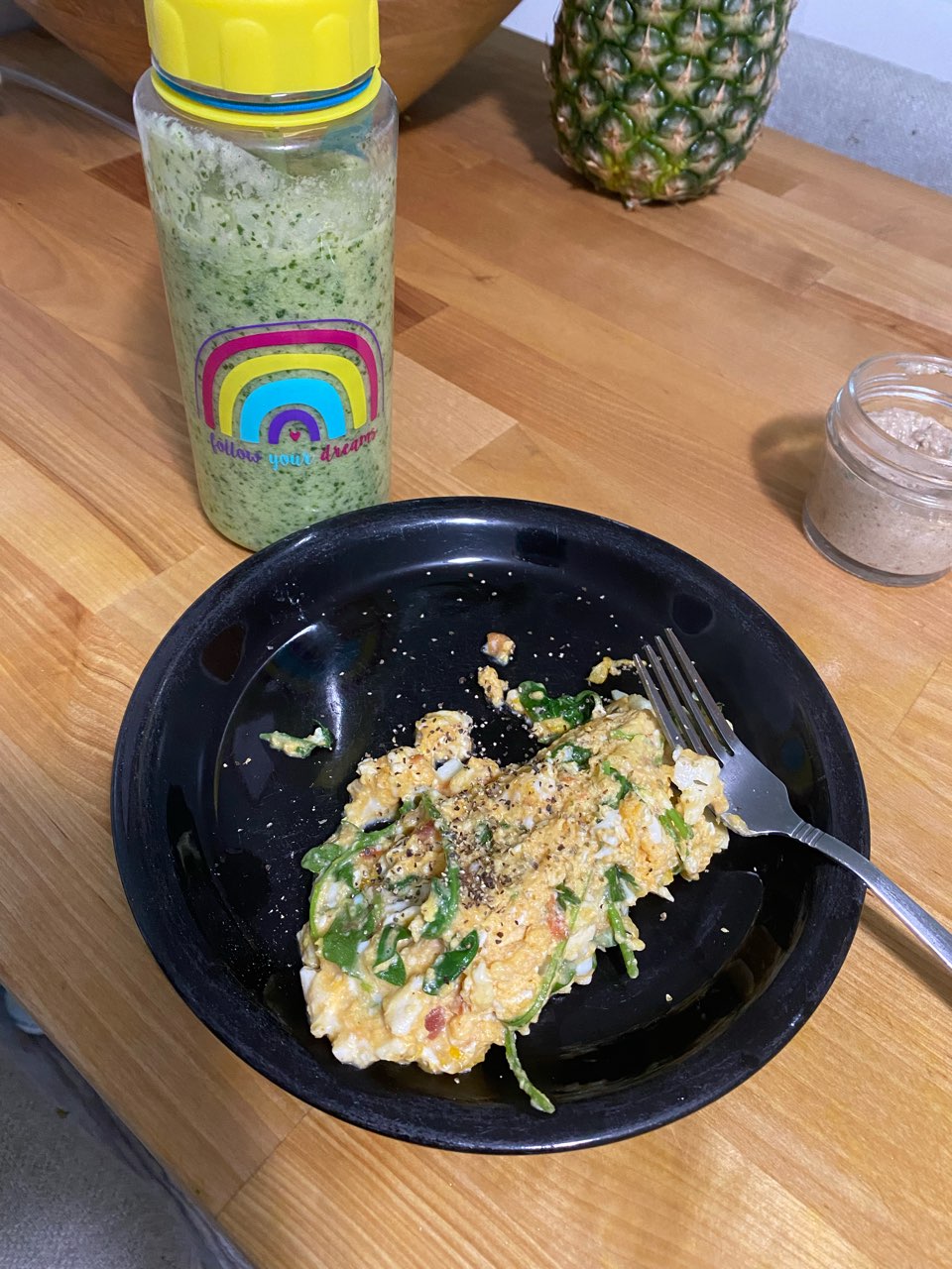 Breakfast for me and Grace. We both had eggs and veggies, here’s js ...