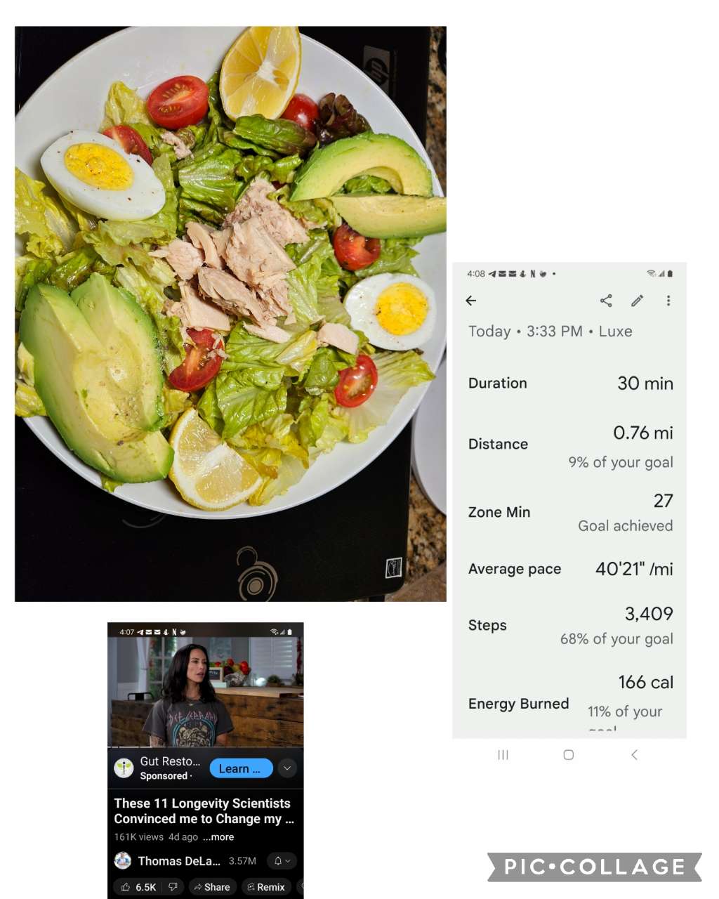 L ~~ Red leaf lettuce, tom, avo, 1 Tbls evoo vinegarette & 2.4 oz tuna ...