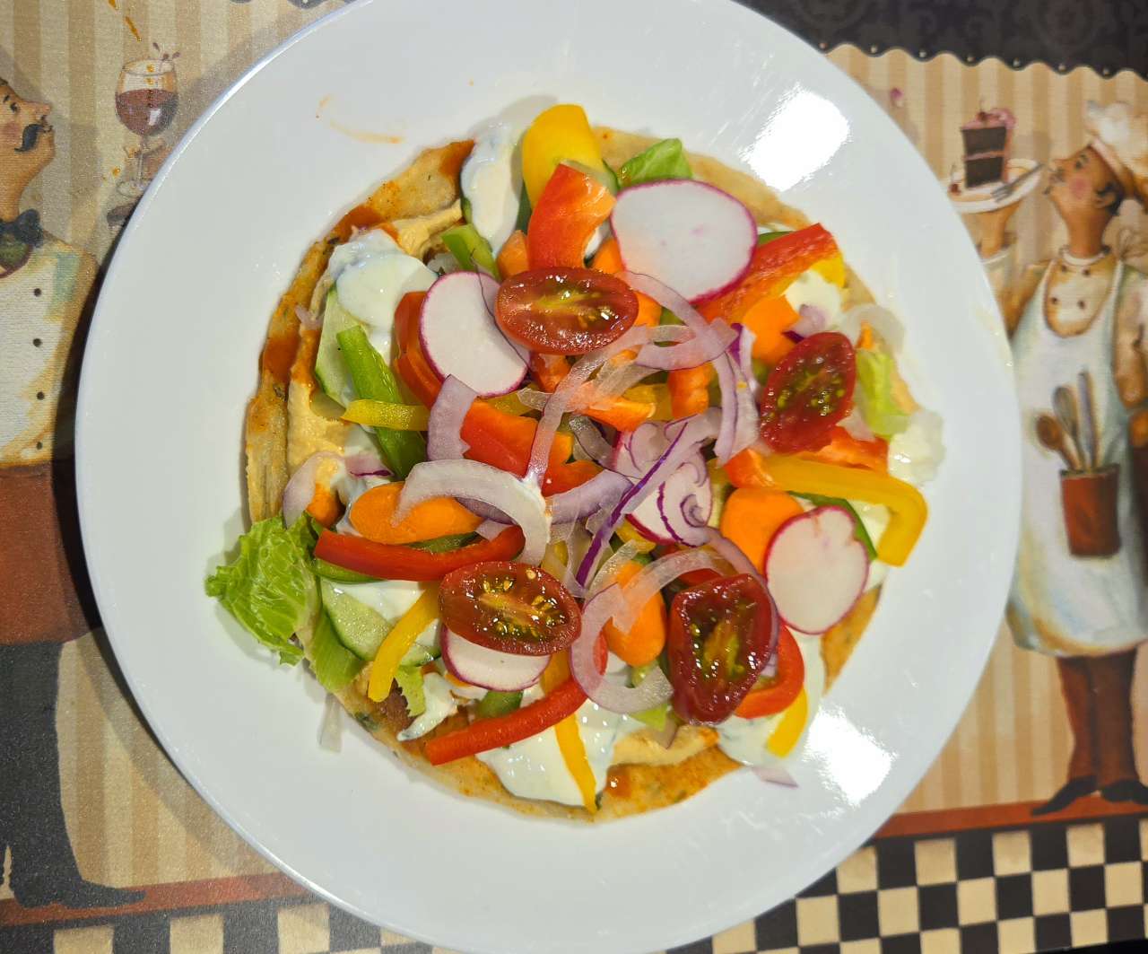 Dinner for my last day off. Greek salad🥗 homemade hummus and taziki ...