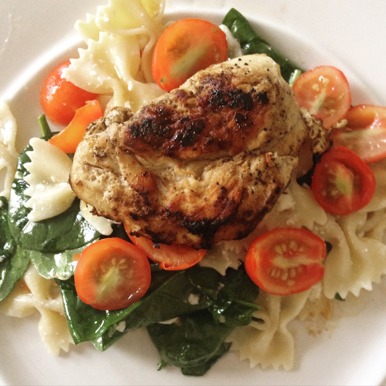 spinach pasta with feta cheese and grilled chicken: Directions ...