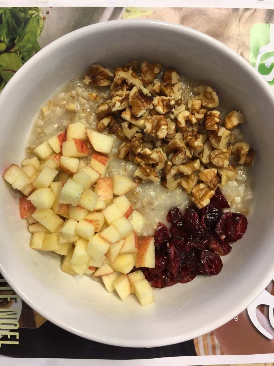 Maple Oatmeal with apple, dried cranberries, & walnuts: Directions ...