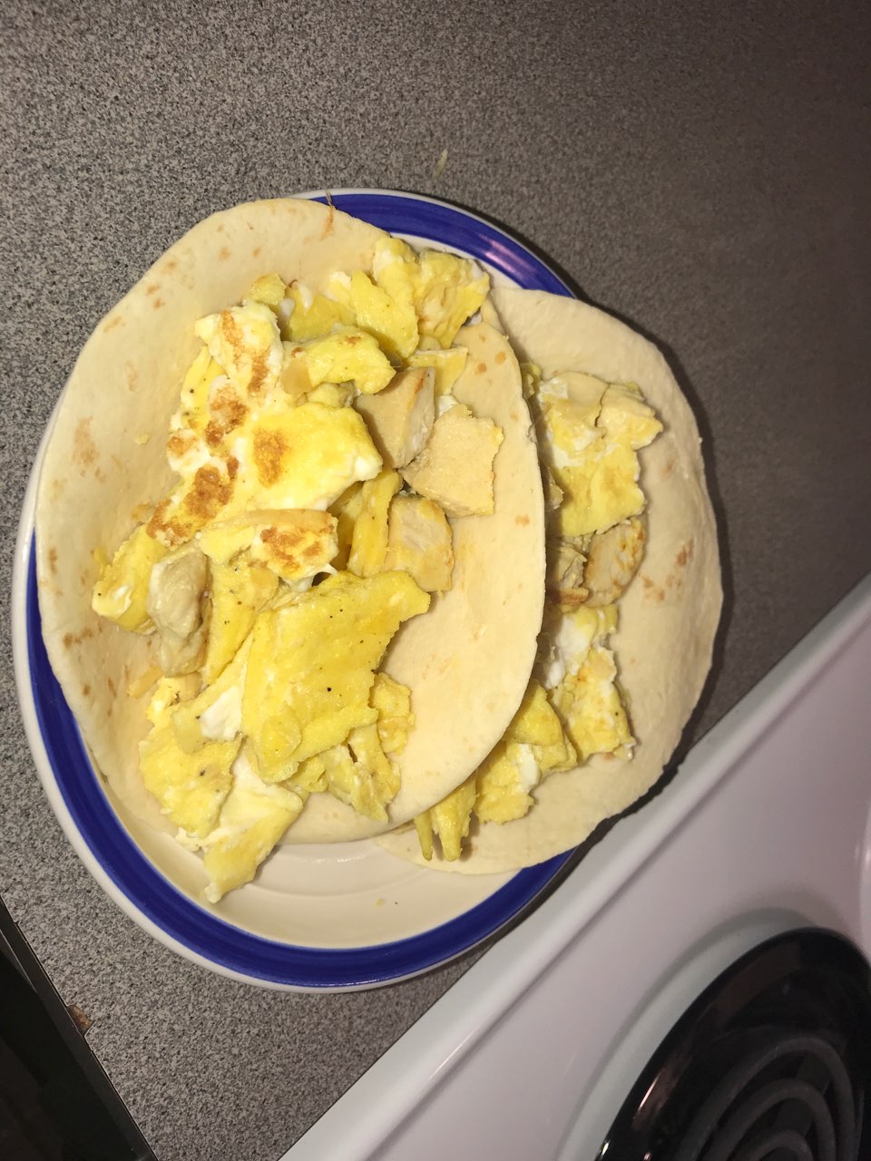 Egg Chicken Tortilla Breakfast Wrap!: Directions, calories, nutrition ...