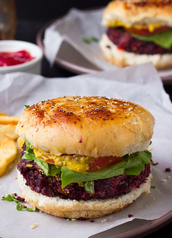 Vegan Black Bean Beet Quinoa Burger: Directions, calories, nutrition ...