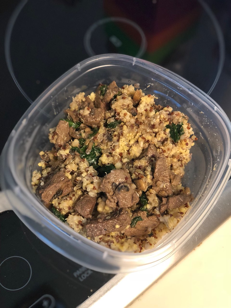 Steak & Quinoa with spinach & mushrooms: Directions, calories ...
