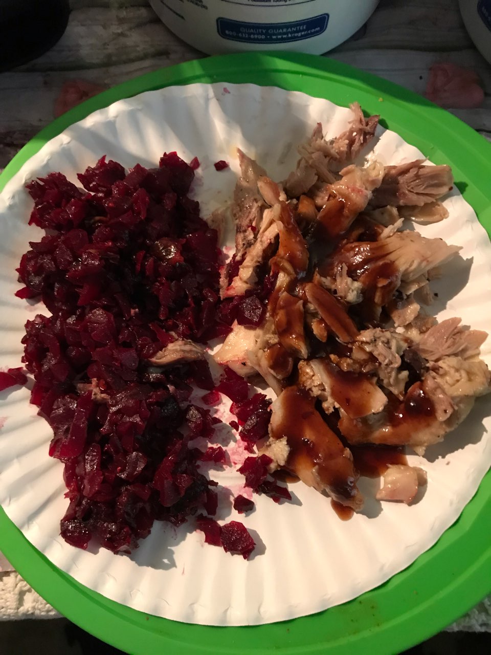 flavorful beets with shredded chicken: Directions, calories, nutrition ...