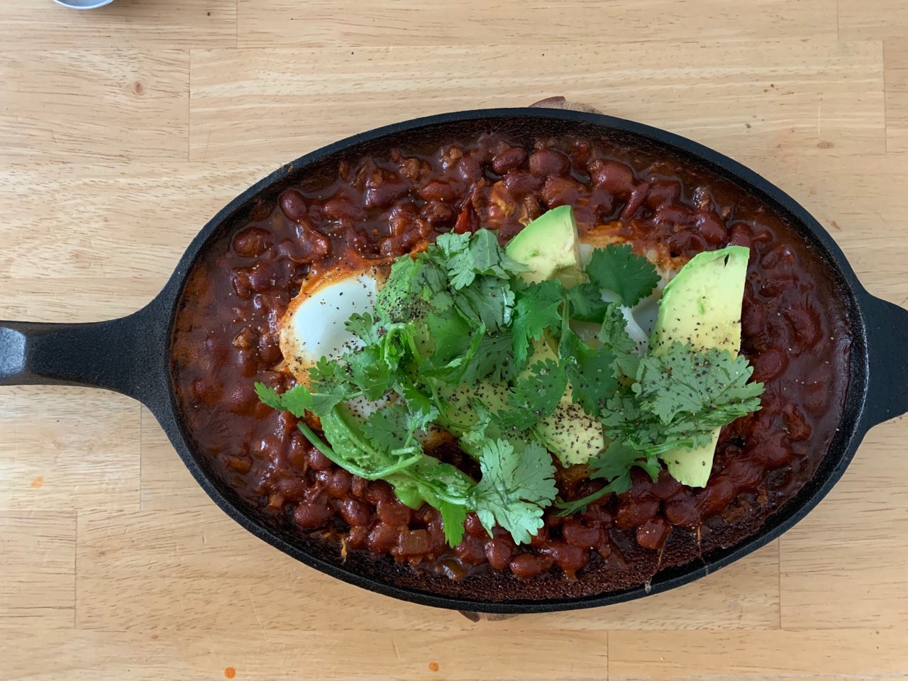 Vegetarian Chili Huevos Rancheros: Directions, calories, nutrition ...