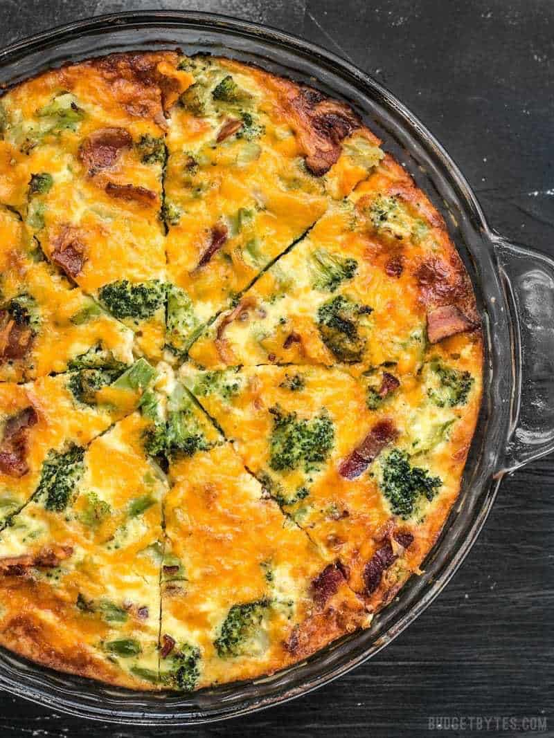 Bacon Broccoli Cheddar Crustless Quiche: Directions, calories ...