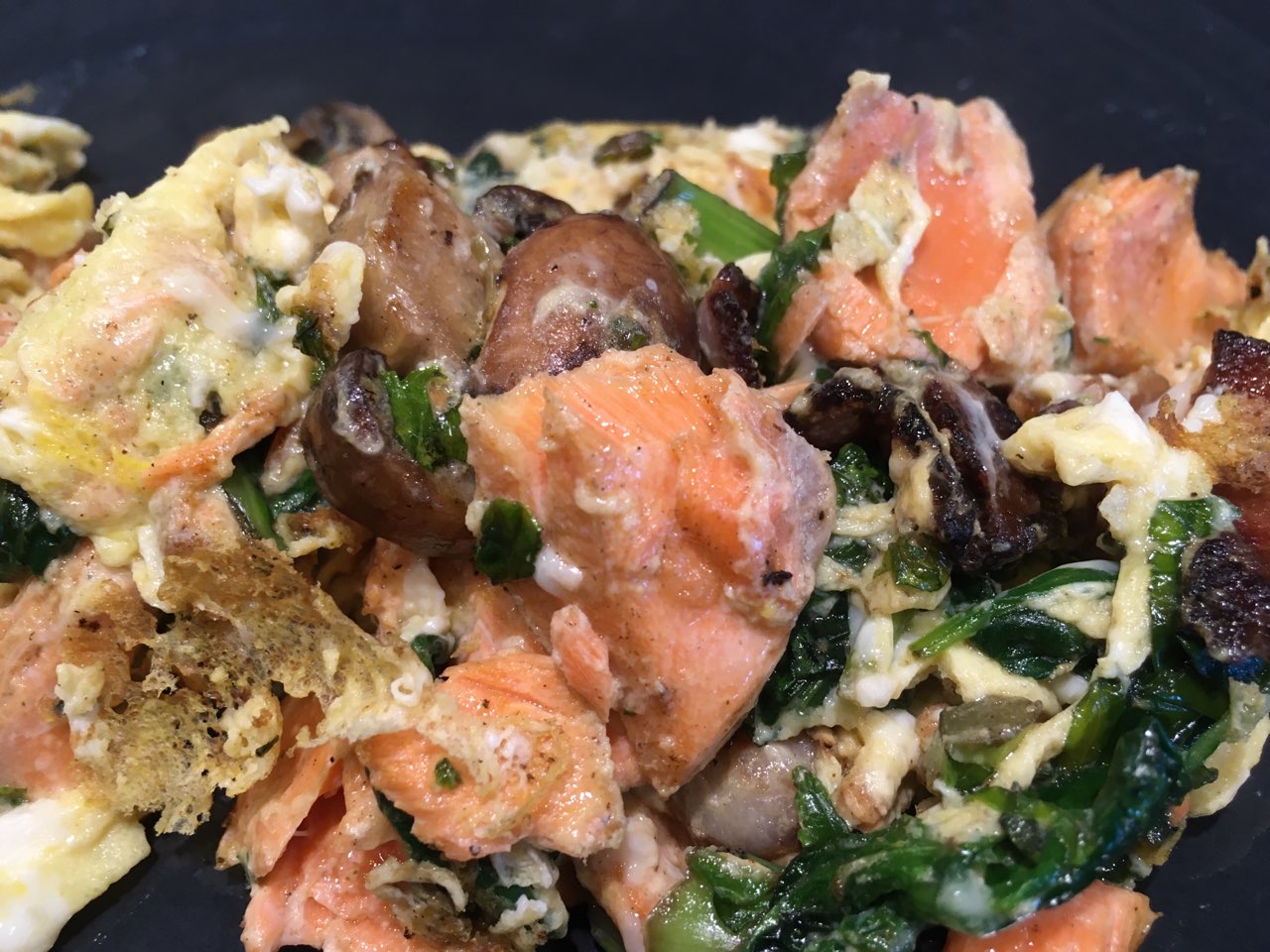Salmon scramble: Directions, calories, nutrition & more | Fooducate