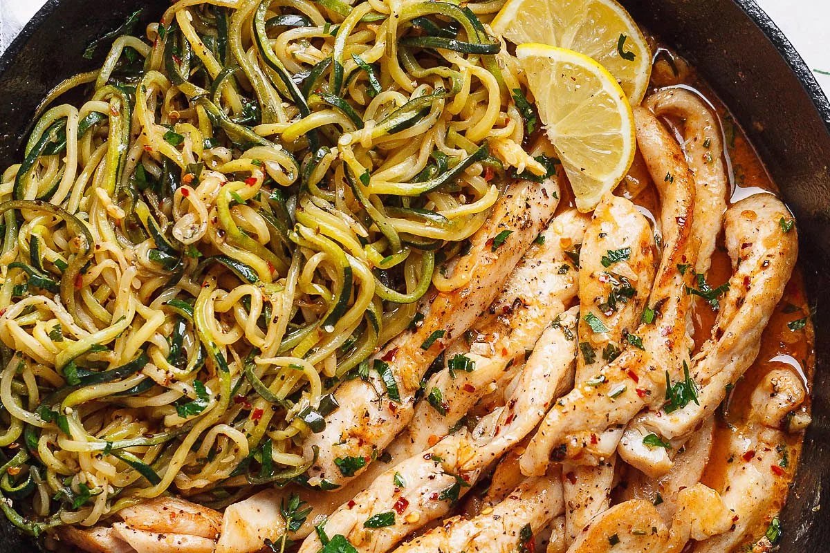 Cajun Chicken and Zucchini noodles: Directions, calories, nutrition ...