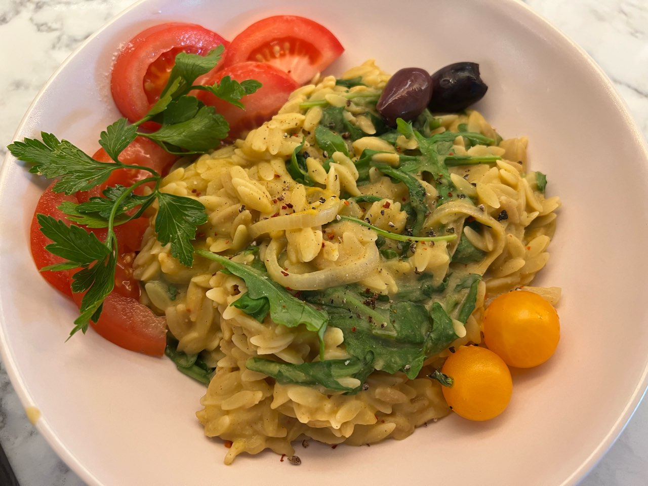 Creamy Orzo with Arugula: Directions, calories, nutrition & more ...