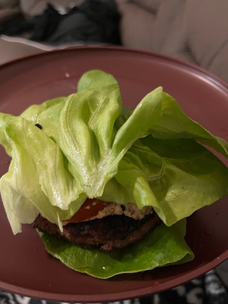 beef burger with butter lettuce bun: Directions, calories, nutrition ...