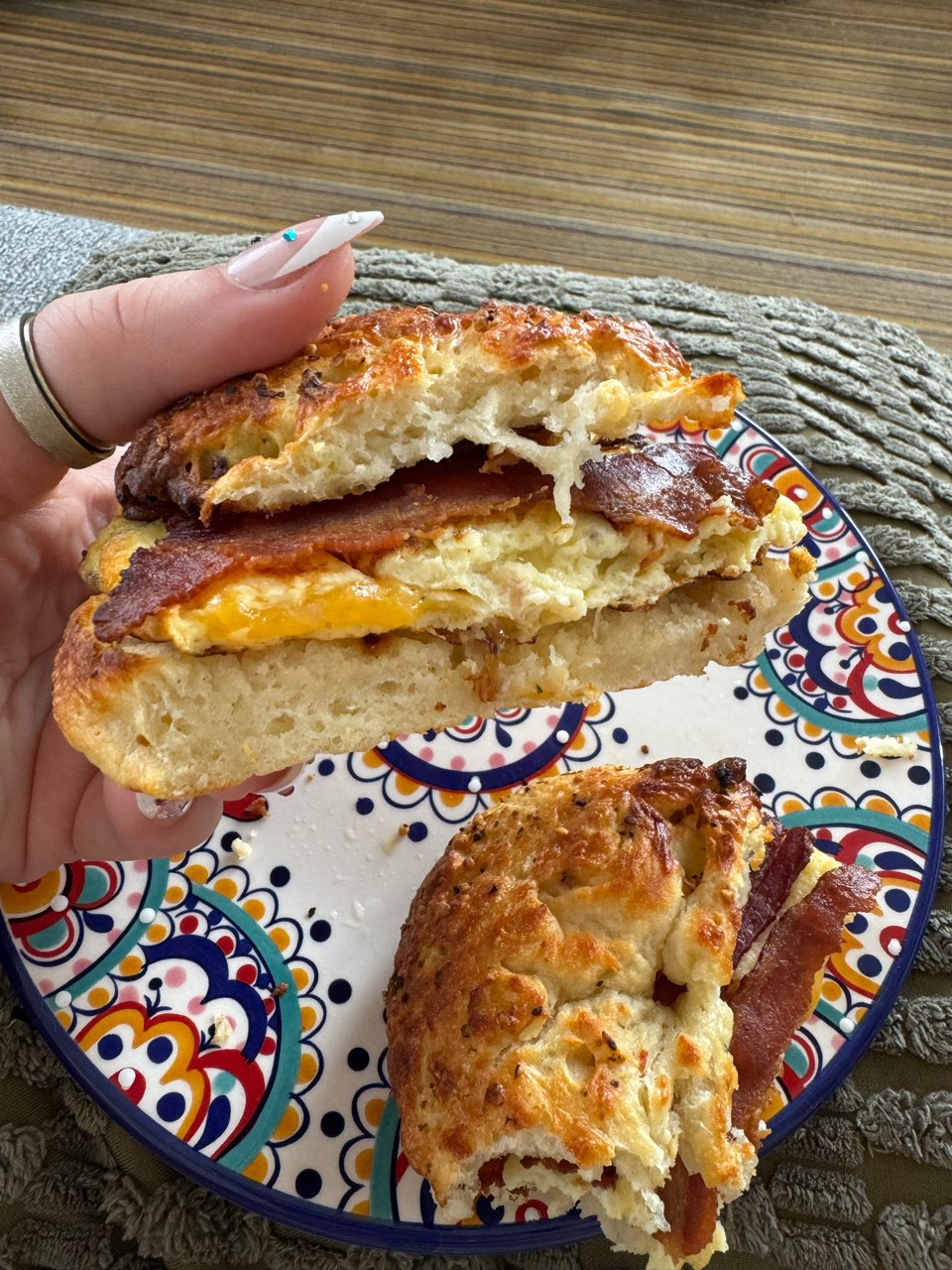 breakfast sandwich stuffings (egg/bacon): Directions, calories ...