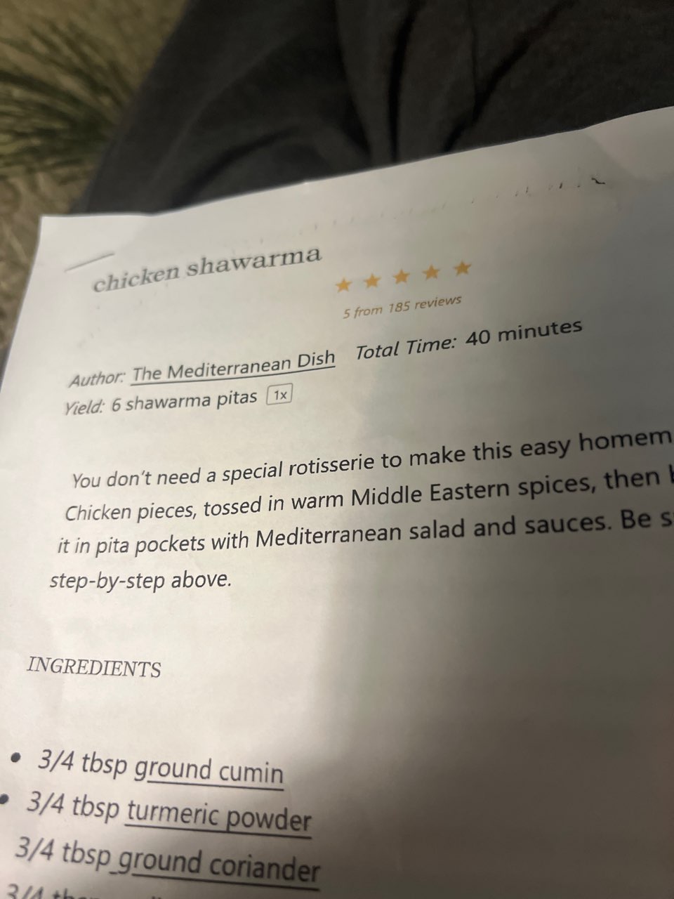 chicken Shawarma: Directions, calories, nutrition & more | Fooducate