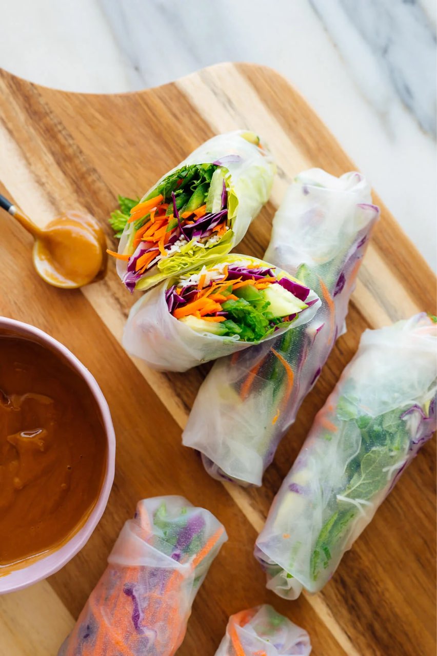 fresh spring rolls with peanut sauce: Directions, calories, nutrition ...