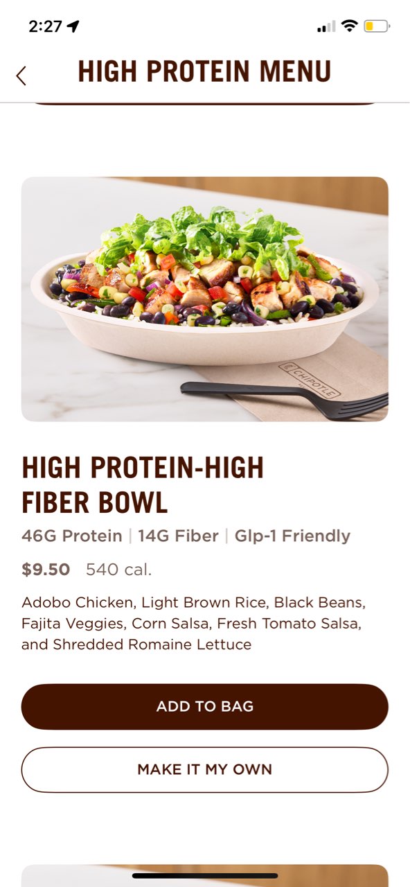 Chipotle High Fiber Bowl Steak: Directions, calories, nutrition & more ...