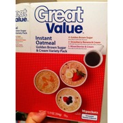 Great Value Instant Oatmeal Golden Brown Sugar And Cream Variety Pack ...