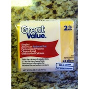 Great Value American Reduced Fat Pasteurized Process Cheese Food with ...