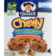 Quaker Chewy Granola Bars, Peanut Butter Chocolate Chip, 25% Less Sugar ...