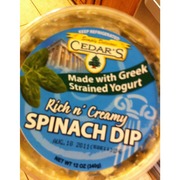 Cedar's Spinach Dip: Calories, Nutrition Analysis & More | Fooducate