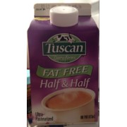Tuscan Dairy Farms Fat Free Half & Half Milk: Calories, Nutrition ...