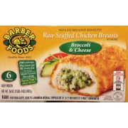 Barber Foods Raw Stuffed Chicken Breasts Broccoli & Cheese: Calories ...