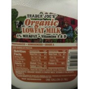 Trader Joe's Organic Lowfat Milk (1% milkfat): Calories, Nutrition Analysis & More | Fooducate