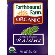 Earthbound Farm Organic Thompson Seedless Raisins: Calories, Nutrition ...