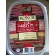 Russer Thin Sliced Deli Variety pack: Calories, Nutrition Analysis ...