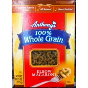 Anthony's 100% Whole Grain Elbow Macaroni Pasta: Calories, Nutrition ...
