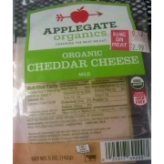 Applegate Organics Cheddar Cheese, Mild: Calories, Nutrition Analysis ...
