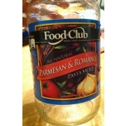 Food Club Pasta Sauce, Parmesan & Romano: Calories, Nutrition Analysis ...