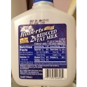 Roberts Reduced Fat Milk: Calories, Nutrition Analysis & More | Fooducate
