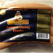 Dearborn Franks, Natural Casing: Calories, Nutrition Analysis & More ...
