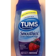 Tums Antacid/Calcium Supplement, Smoothies Extra Strength 750 Berry ...