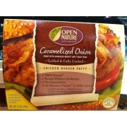 Open Nature Caramelized Onion Chicken Burger Patty: Calories, Nutrition ...