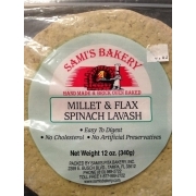 Sami's Bakery Millet & Flax Spinach Lavash: Calories, Nutrition ...
