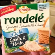 Rondele Cheese, Gourmet Spreadable, Garlic & Herbs, Light: Calories ...