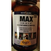 Max For Men Tablets, Multivitamin & Mineral: Calories, Nutrition ...