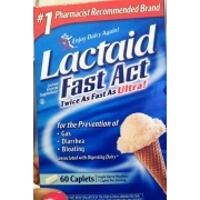 Lactaid Lactase Enzyme Supplement, Fast Act Caplets: Calories ...
