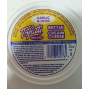 Tofutti Better Than Cream Cheese, Garlic & Herb: Calories, Nutrition ...