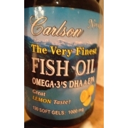 Carlson Fish Oil, Omega 3's, DHA & EPA, Lemon: Calories, Nutrition ...