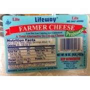 Lifeway Probiotic, Lite, Farmer Cheese: Calories, Nutrition Analysis ...