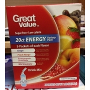 Great Value Drink Mix, 5 Packet Of Each Flavor, Variety Pack: Calories ...