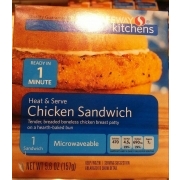 Safeway Kitchens Chicken Sandwich, Heat And Serve: Calories, Nutrition ...