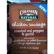 Coleman Natural Chicken Sausage, Roasted Red Pepper & Garlic: Calories ...