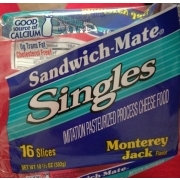 Sandwich-Mate Cheese, Monterey Jack 16 Ct Singles: Calories, Nutrition ...