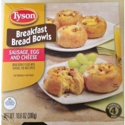Tyson Breakfast Bread Bowls, Sausage, Egg And Cheese: Calories ...