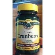 Spring Valley Supplement Capsules, Cranberry: Calories, Nutrition ...