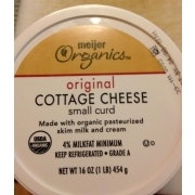 Meijer Organics Small Curd, Original Cottage Cheese: Calories ...